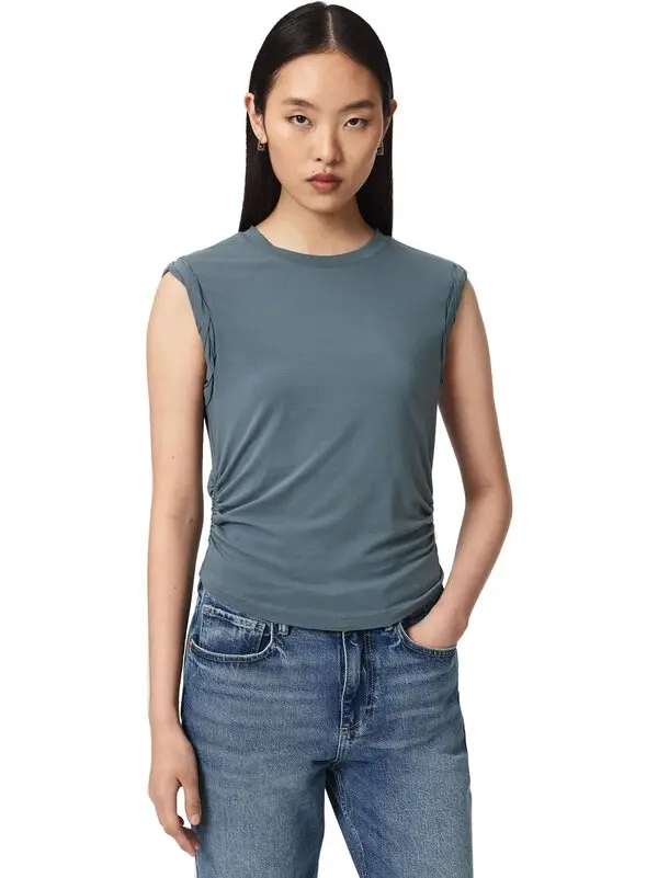 ALLSAINTS West Sleeveless Ruched Tank Top - Blue