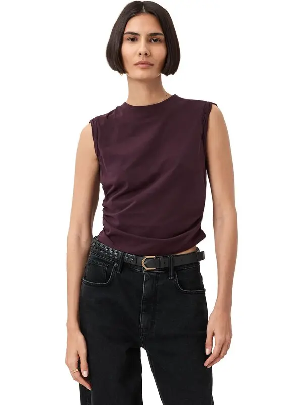 ALLSAINTS Sleeveless Ruched Tank Top - Red