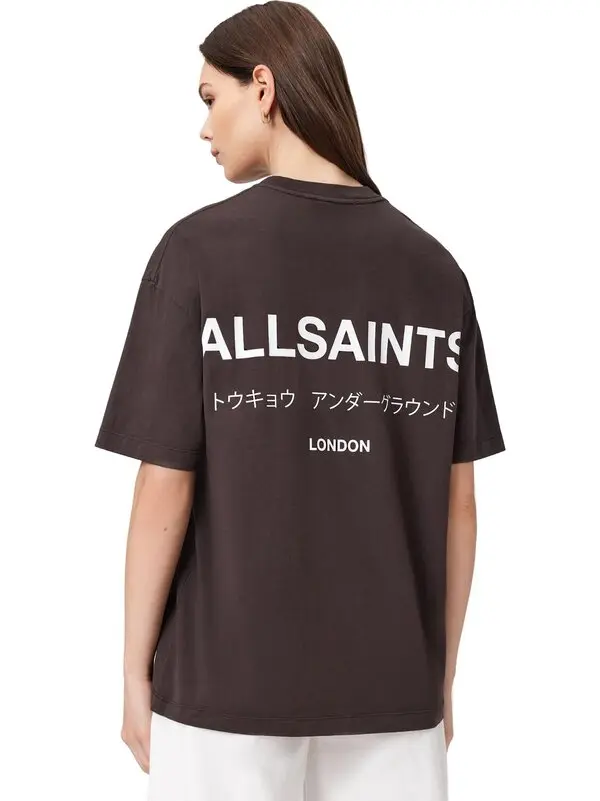 ALLSAINTS Underground Etta Oversized T-shirt - Bottle Brown