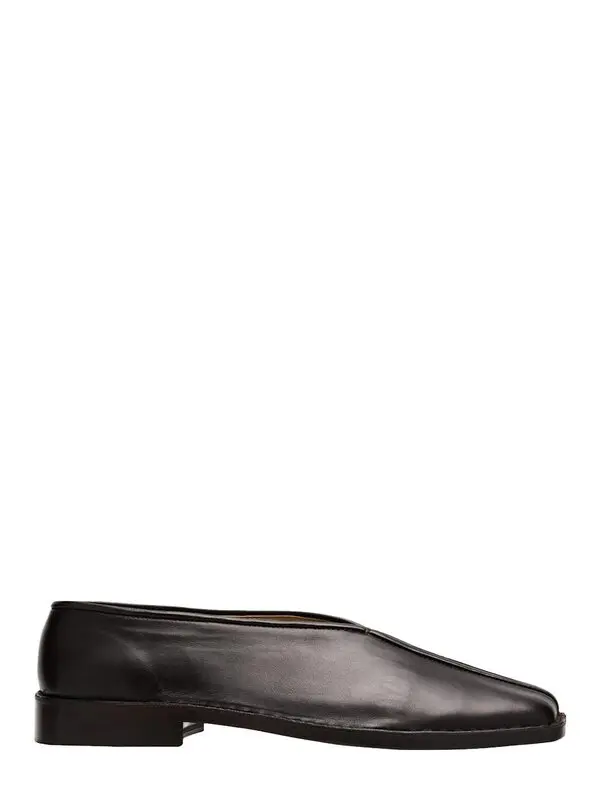 LEMAIRE Smooth Napa Leather Slippers - Dark Chocolate
