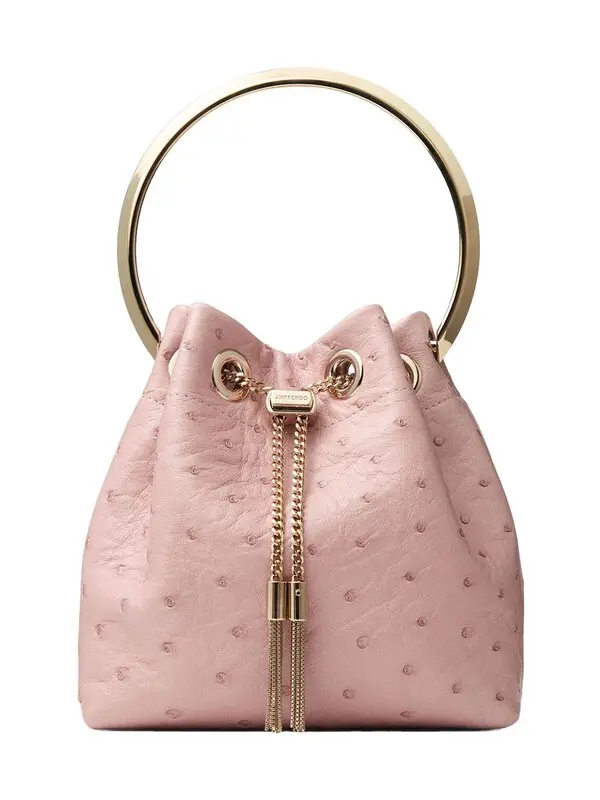 JIMMY CHOO Bon Bon Ostrich Leather Bag - Rose/gold