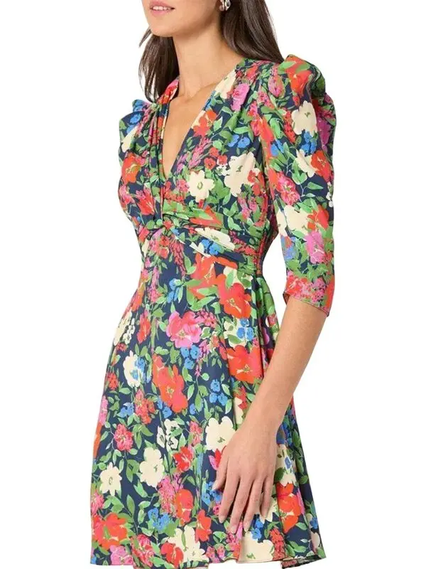 Shoshanna Natalaya Smocked Mini Dress - Navy Multi