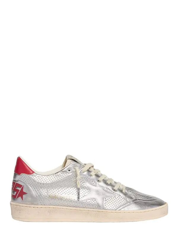 Golden Goose Ball Star Metallic Low-top Sneakers - Silver/red