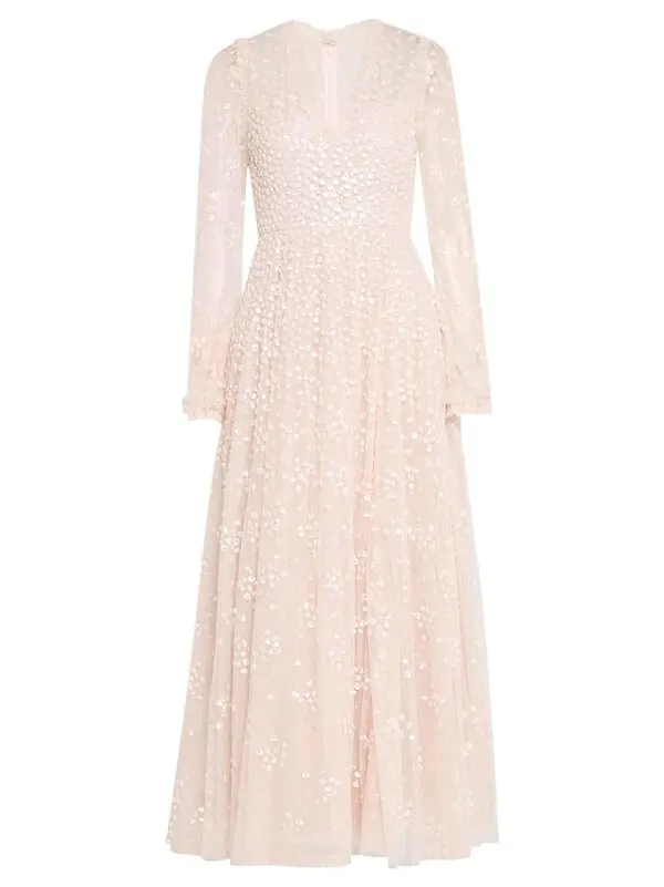 NEEDLE & THREAD Leila Sequin Tulle Gown - Pink