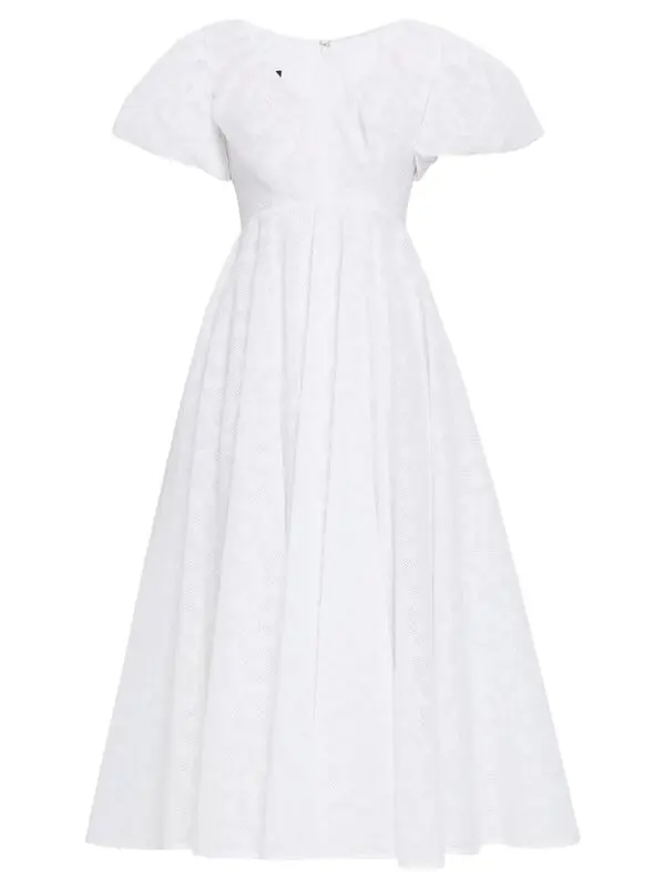 Talbot Runhof Pril Flower Organdi Midi Dress - White