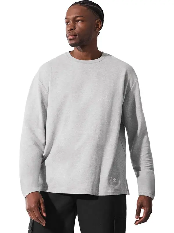Alo Yoga Double Take Long Sleeve Crewneck Top - Athletic Heather Grey