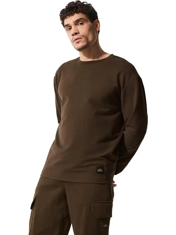 Alo Yoga Double Take Long Sleeve Crewneck Top - Espresso