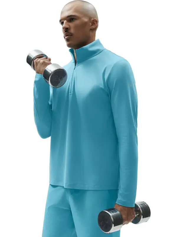 Alo Yoga Conquer ¼ Zip Reform Long Sleeve Top - Blue Breeze