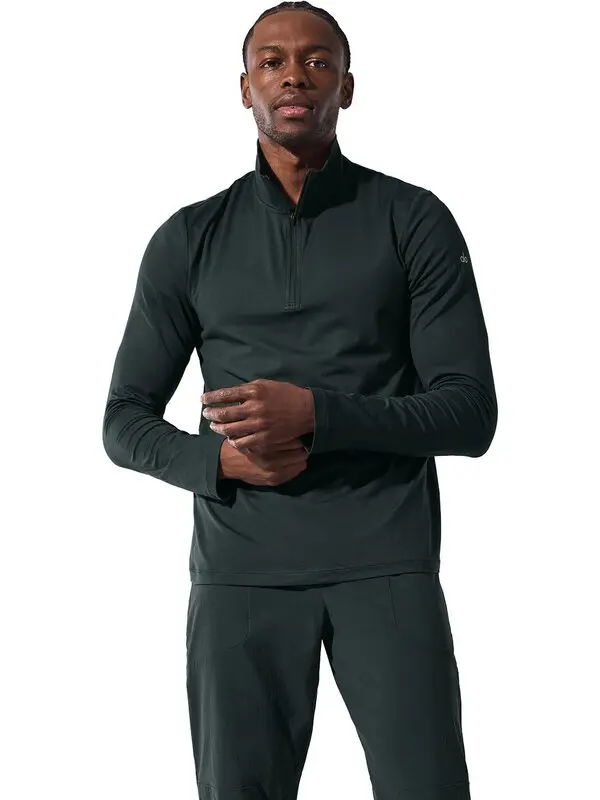 Alo Yoga Conquer 1/4 Zip Reform Long Sleeve Top - Charcoal Green