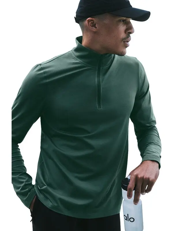 Alo Yoga Conquer 1/4 Zip Reform Long Sleeve Top - Clover Green