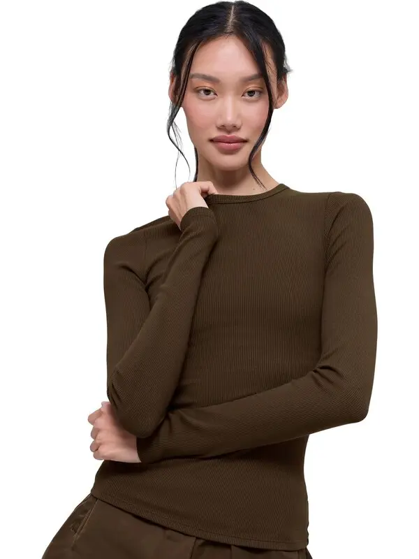 Alo Yoga Ribbed Modal Long Sleeve Top - Espresso