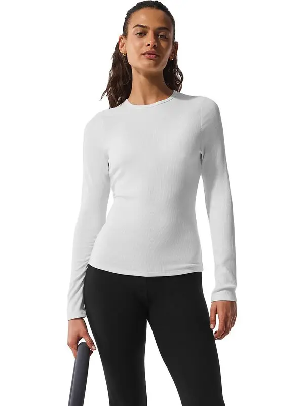 Alo Yoga Ribbed Modal Long Sleeve Top - White