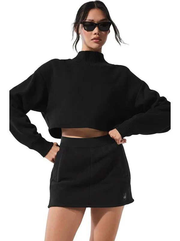 Alo Yoga Cropped Serenity Coverup Sweatshirt - Black