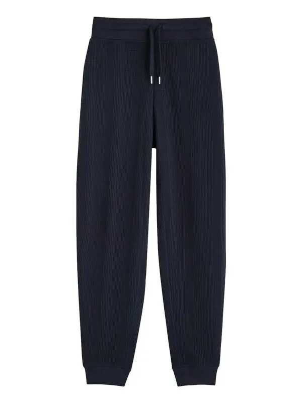 BOSS Waffle-knit Cotton-blend Sweatpants - Dark Blue