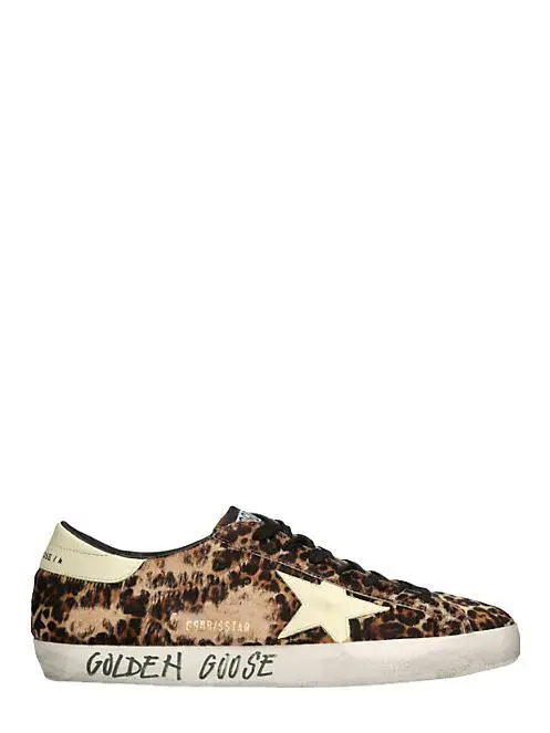 GOLDEN GOOSE Super-star Leopard-print Leather Low-top Trainers - Beige
