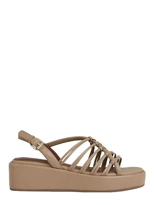 REISS Lana Knotted Flatform Leather Heeled Sandals - Beige