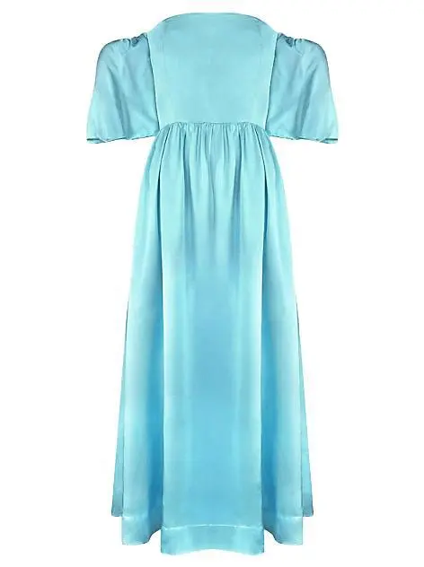 RO&ZO Alba Bardot Puff-sleeve Maxi Dress - Blue
