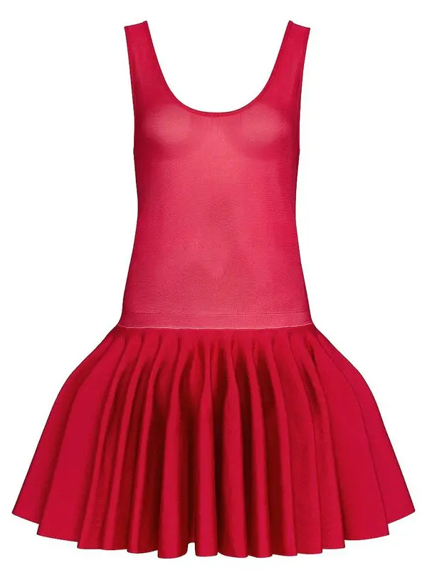 Alaïa Godet Dress - Rouge