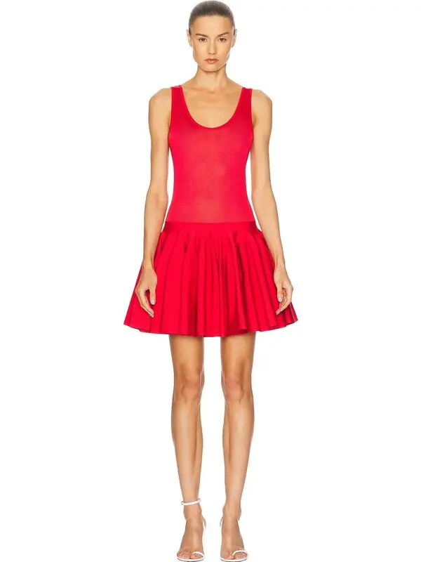 Alaïa Godet Dress - Rouge