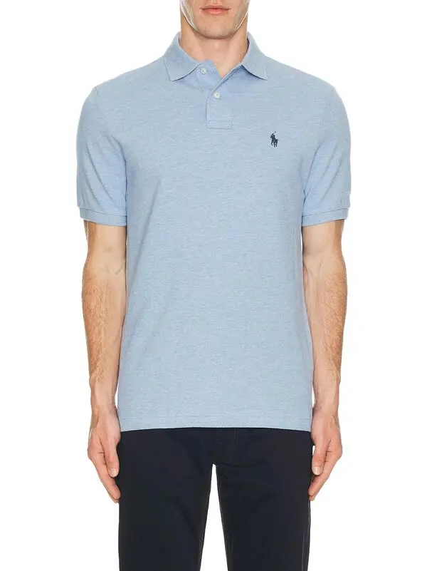 Polo Ralph Lauren Short Sleeve Mesh Polo In Blue - Isle Heather