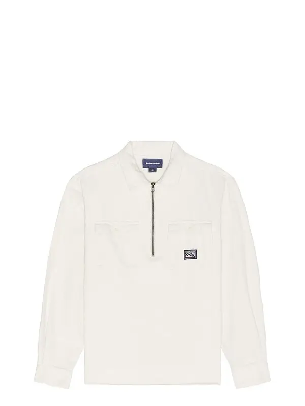 THISISNEVERTHAT Half Zip Shirt In White - Ivory