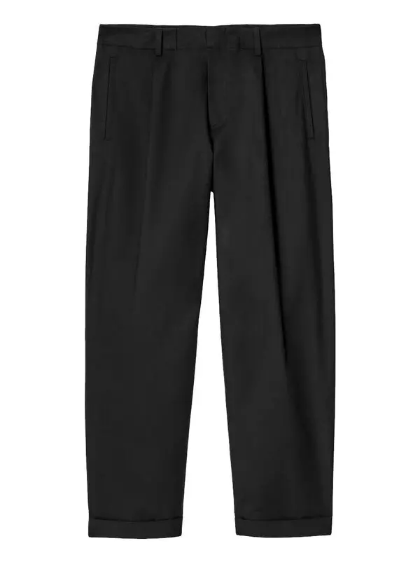 Cos Cotton Tapered Turn-up Pants - Black