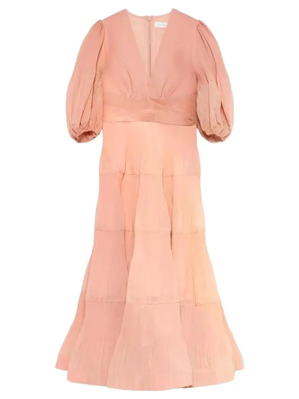Zimmermann Pleated Midi Dress - Pink