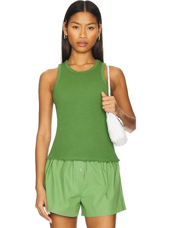 Love Stories Ribbed Jersey Tank Top - Green