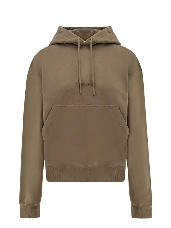 Saint Laurent Cotton Sweatshirt With Logo Embroidery - Grey
