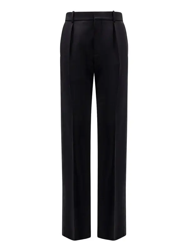 Saint Laurent Tuxedo Wool Trouser With Lateral Satin Bands - Black