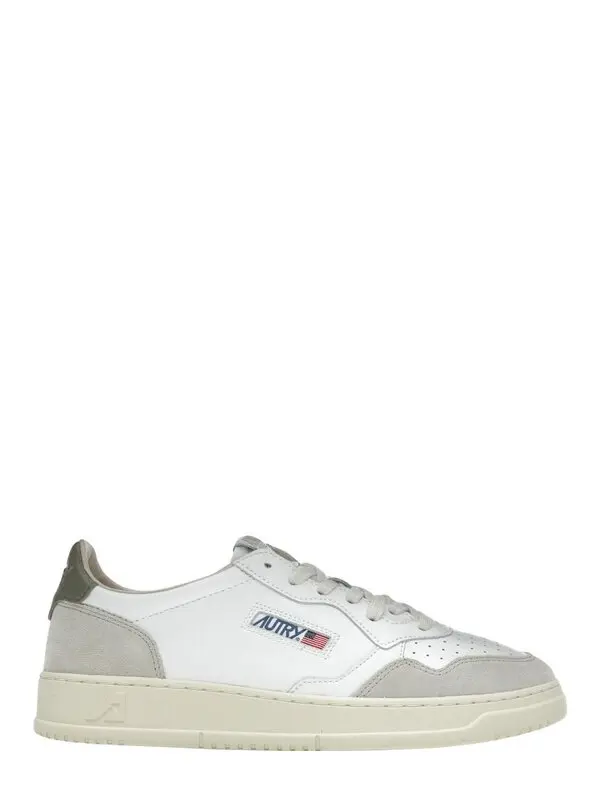 AUTRY Medalist Leather Low Top Sneakers - White/covert Green