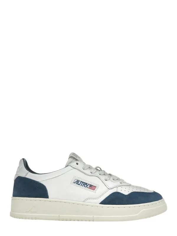 AUTRY Medalist Leather Low Top Sneakers - White/capri