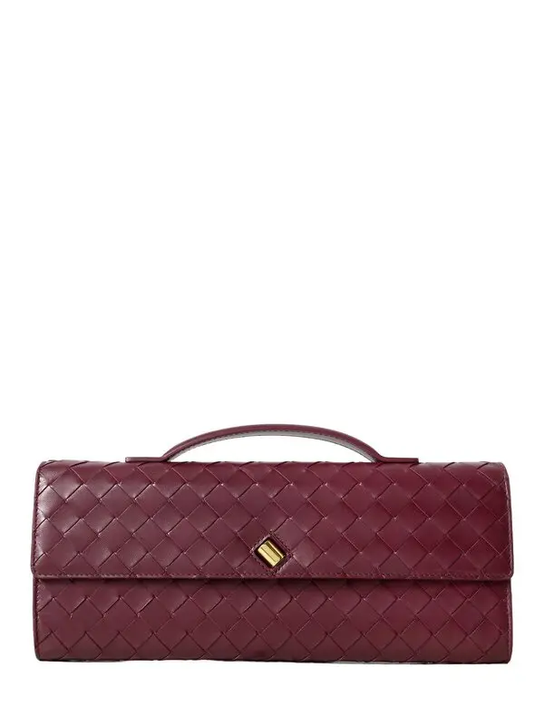 Bottega Veneta Long Andiamo Intrecciato Clutch - Burgundy