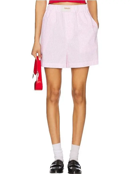 Fiorucci Gingham Logo Shorts - Baby Pink