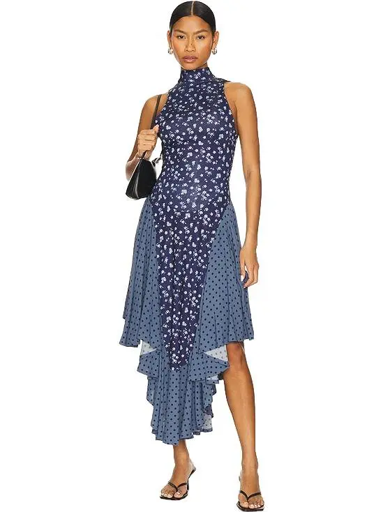 Free People Ramada Midi Dress - Sapphire Combo