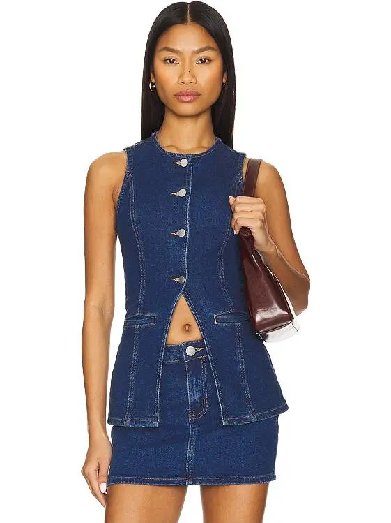 MORE TO COME Maeve Top - Dark Wash Denim