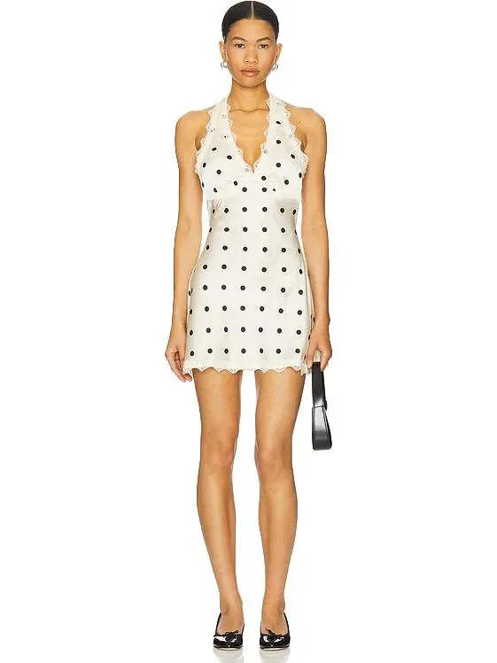 Lioness Stars Align Mini Dress - Cream Polka