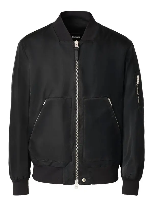 Mackage Emilio Satin Bomber Jacket - Black