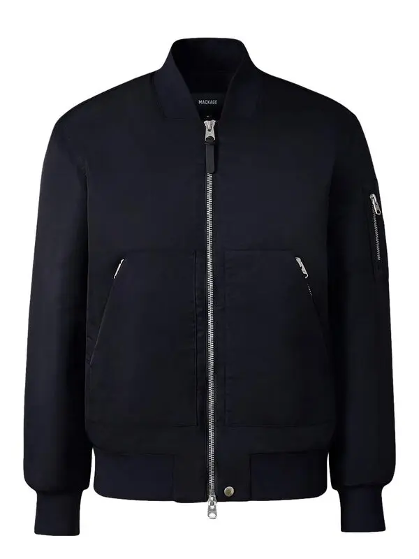 Mackage Emilio Satin Bomber Jacket - Navy