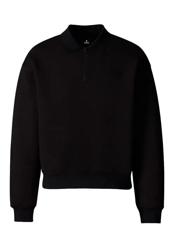 Mackage Half-zip Double-face Jersey Sweater - Black