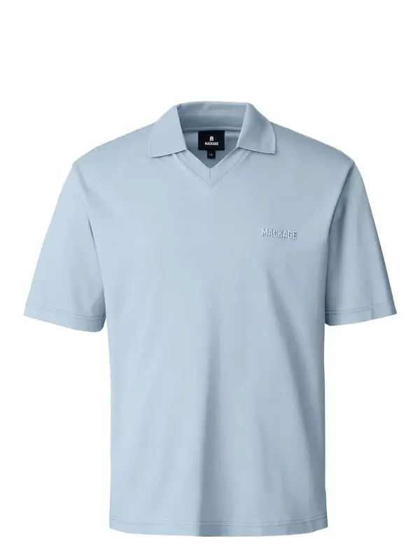 Mackage Marco Organic Cotton Polo - Fog Blue