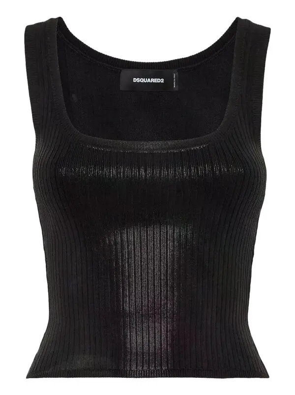 Dsquared2 Ribbed Knit Top - Black