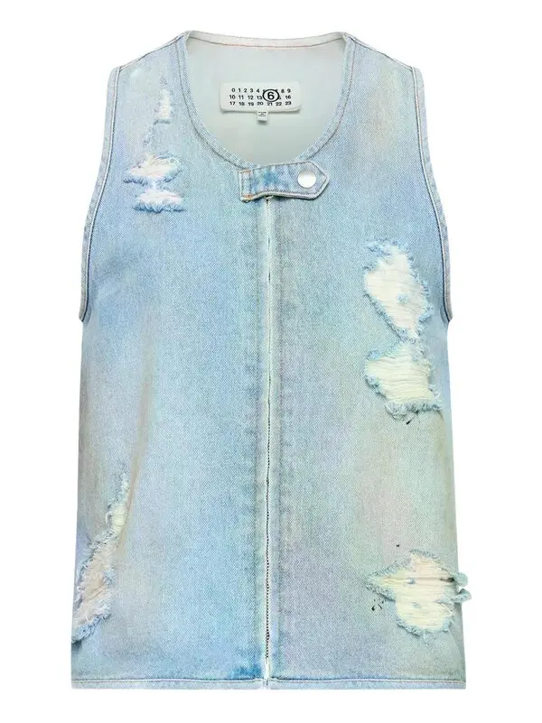 MAISON MARGIELA Distressed Effect Waistcoat - Blue