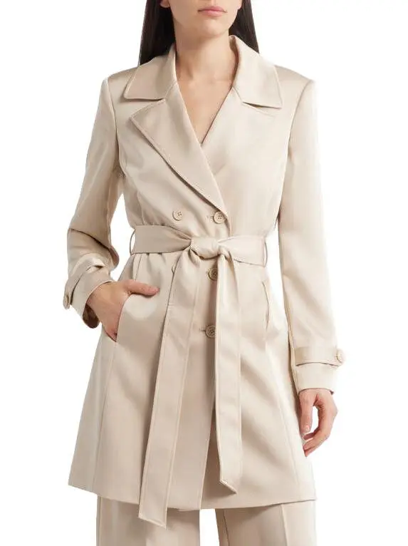 TAHARI ASL Satin Trench Coat - Sand