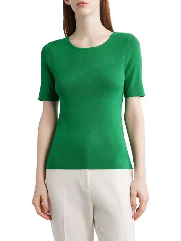 TAHARI ASL Short Sleeve Sweater - Emerald