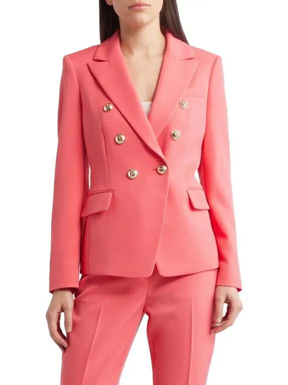 TAHARI ASL Double-breasted Twill Blazer - Sunset