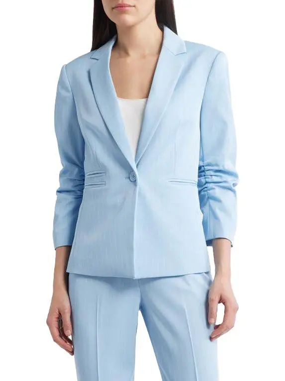 TAHARI ASL Pinstripe Blazer - Ice Blue