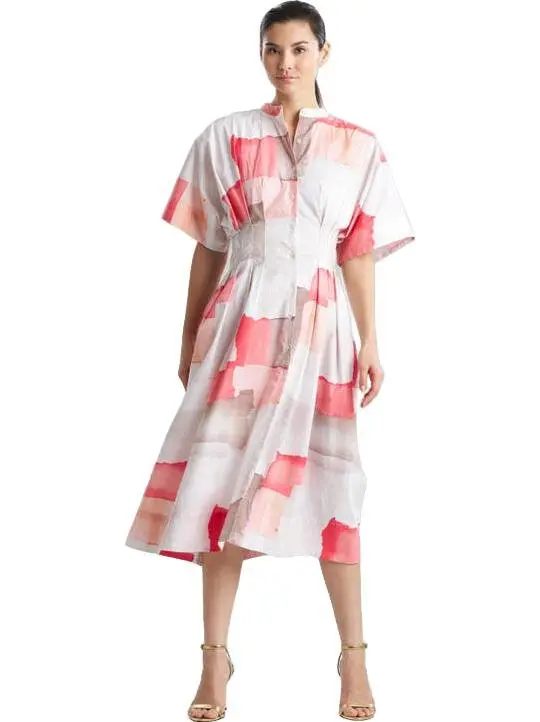 Natori Chiyo Pleat Release Dress - Coral
