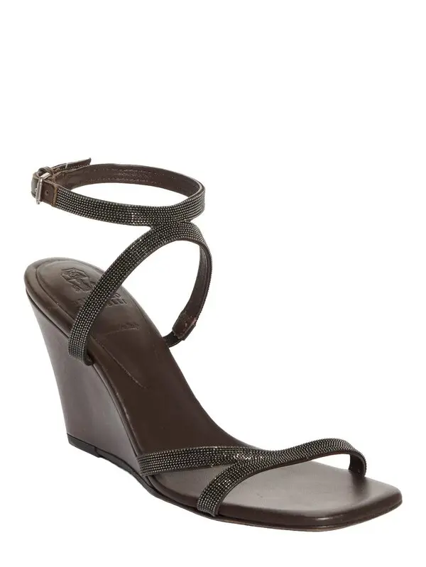 Brunello Cucinelli Monili Strap Wedge Sandal - Testa Moro