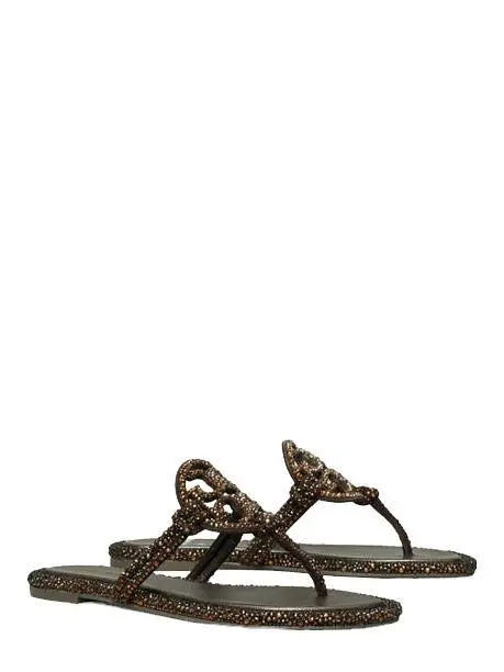 Tory Burch Miller Knotted Crystal Flip Flop - Cocoa